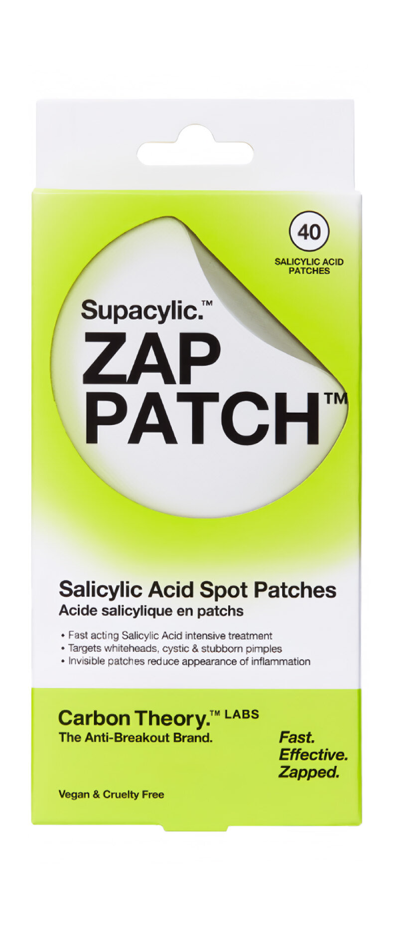 CARBON THEORY Патчи для лица Zap Patch Salicylic Acid Spot Patches от акне для точечного нанесения, 40 шт.