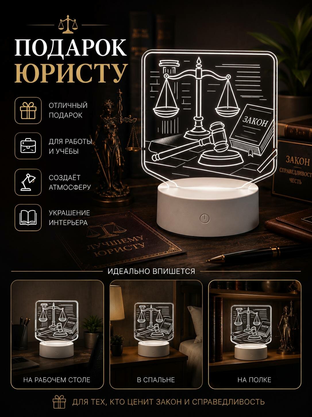 3D-Светильник Подарок юристу