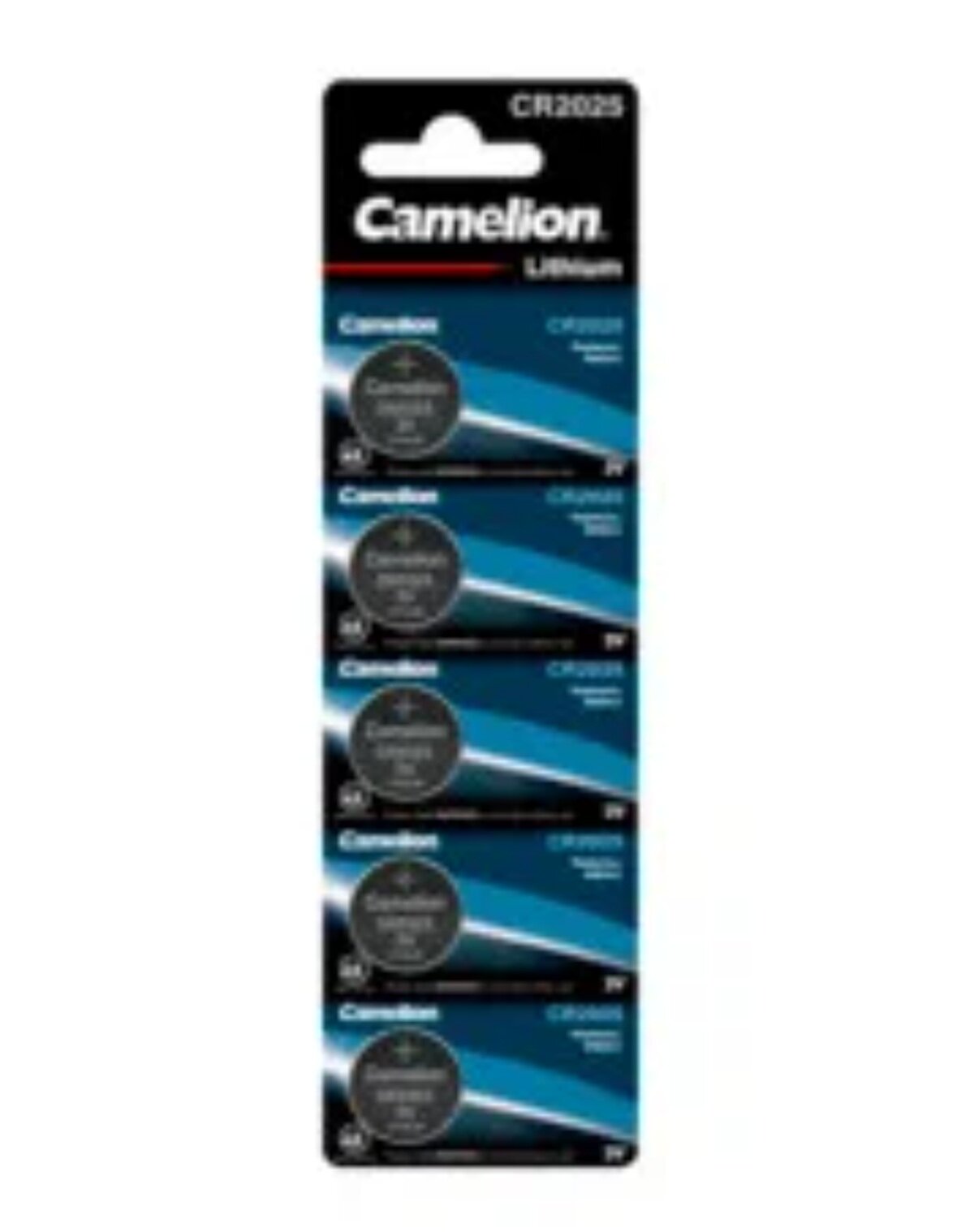 Батарейка литиевая (5 шт на блист.) 3V "Camelion CR2025 BL-5", на блистере 0,3*19*5,5 см