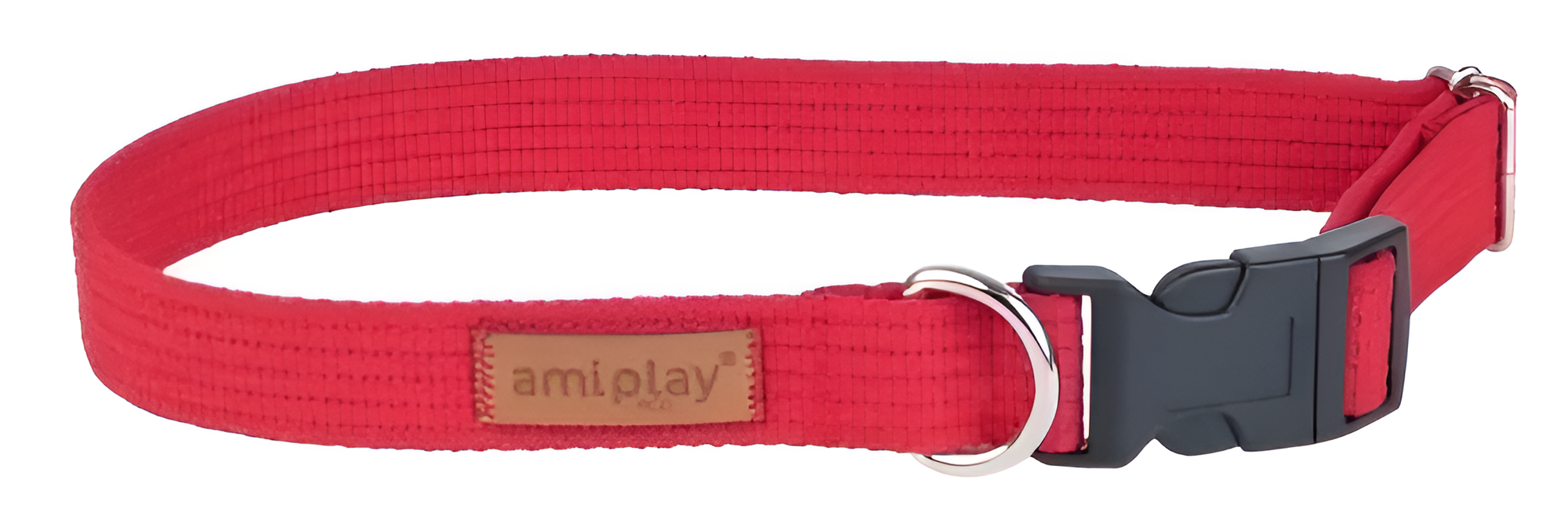 Ошейник регулируемый AmiPlay Cotton с блокировкой M 35-50/2 см, красный