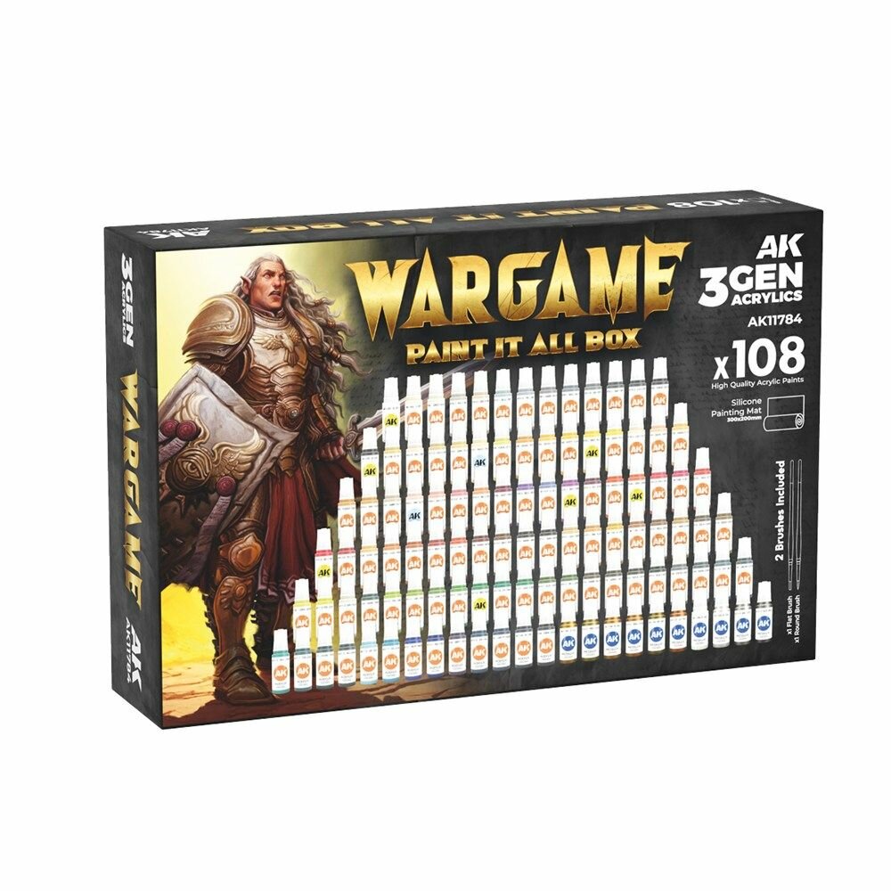 Набор красок Wargame Paint It All Box 108 Colors 3gen AK11784