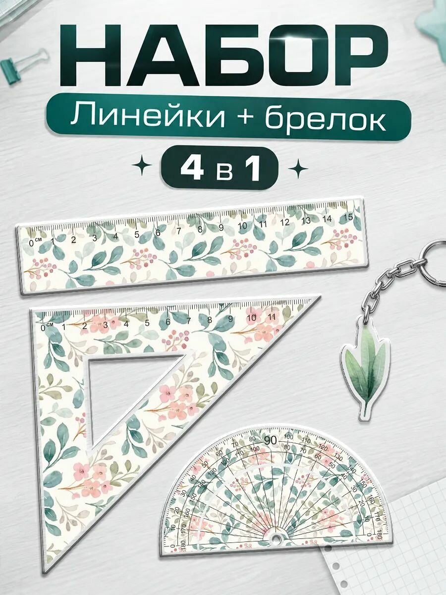 Набор линеек для школьника цветы