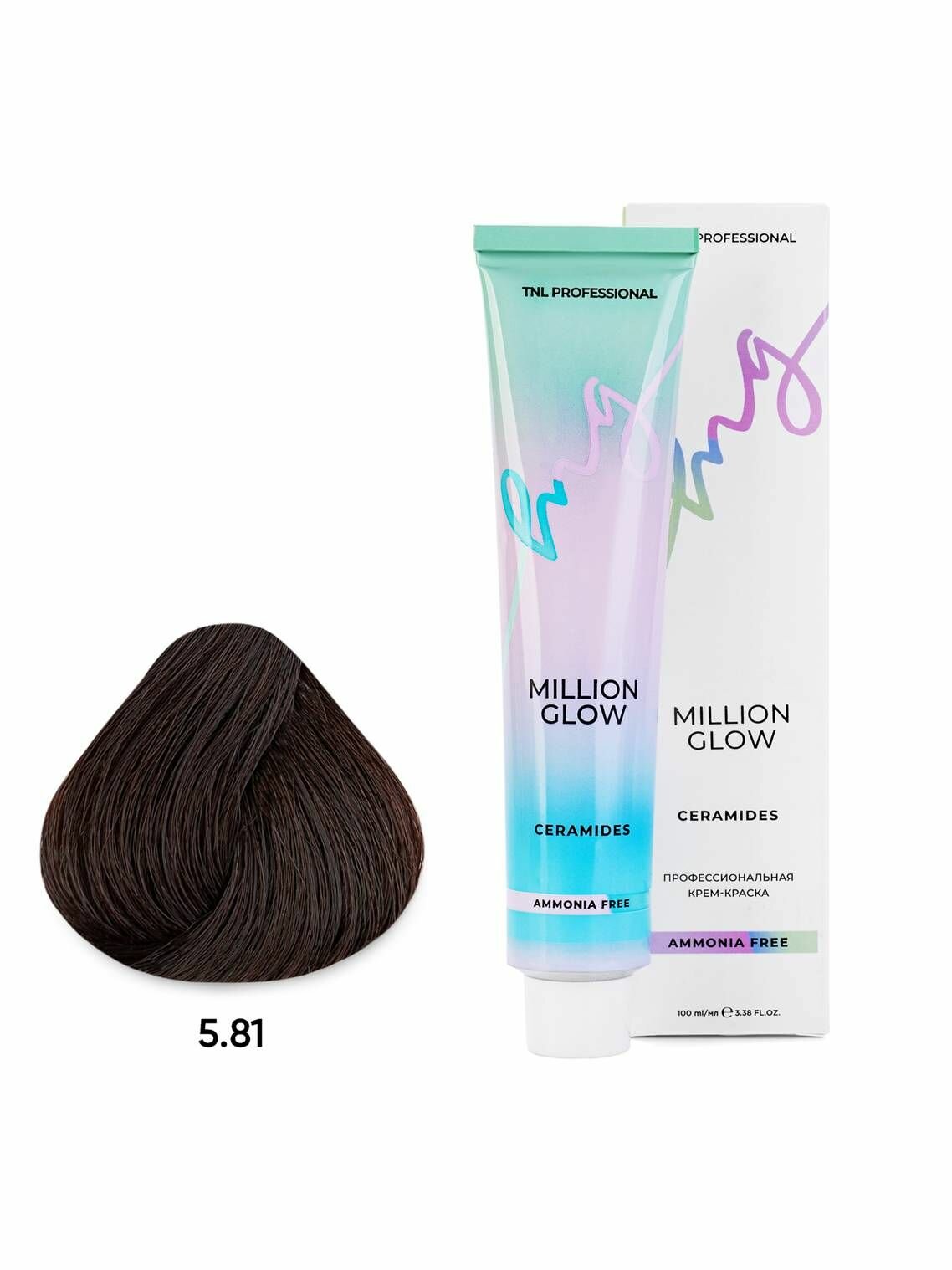 Крем-краска безаммиачная для волос Million glow Ammonia free collection Ceramides 5.81