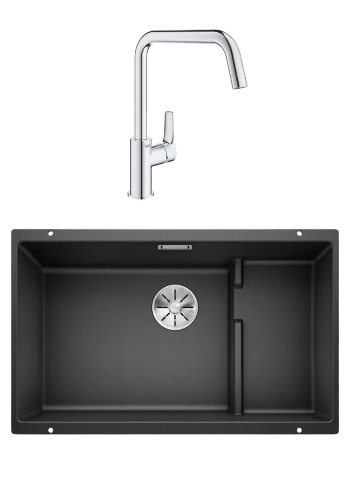 Комплект Мойка Blanco Subline 700-U Level 73x46, антрацит, искусственный гранит / Смеситель Grohe Eurosmart 30567000 глянцевый хром