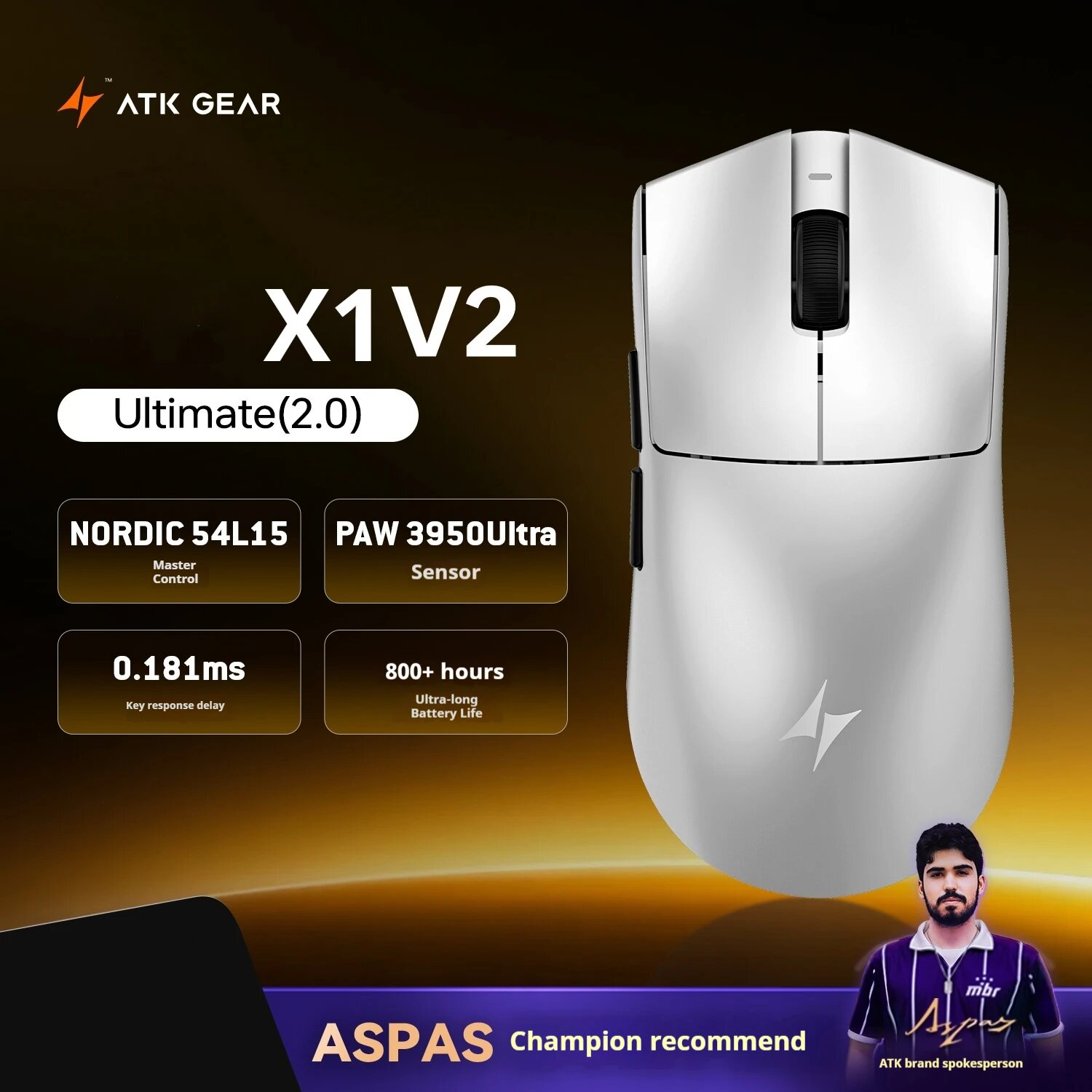 ATK X1 V2 Ultimate 2.0 беспроводная игровая мышь X1 V2 Ultimate slive