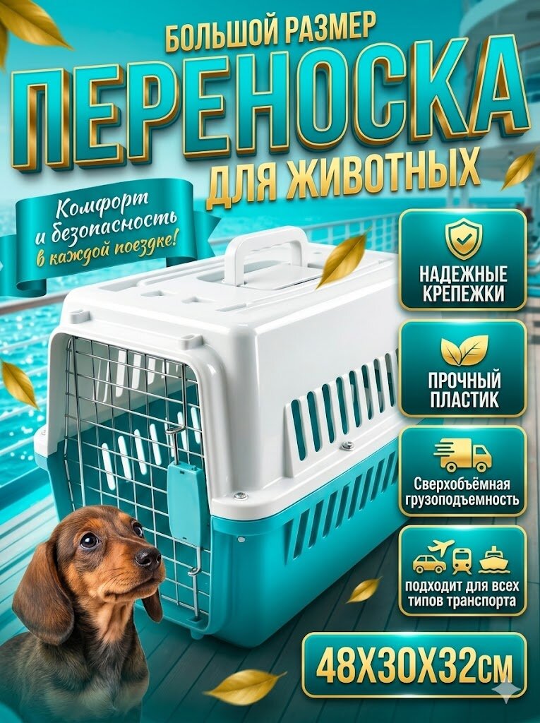 Переноска-клиппер с металлической дверцей и замком, 48х30х32 см