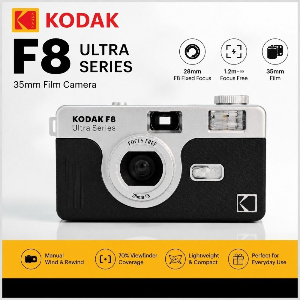Kodak ULTRA F8 SERIES Пленочная Камера 35 Мм С Свободная Фокусировка Вспышка