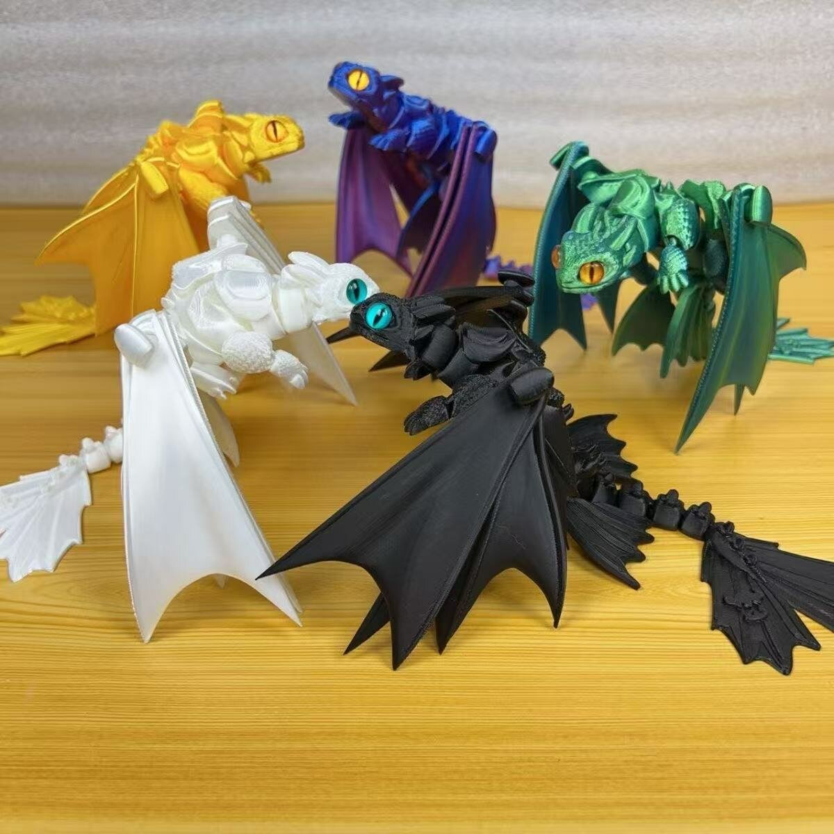 Белый 3D дракон с подвижными суставами 20 см, фигурка с крыльями, коллекционная модель