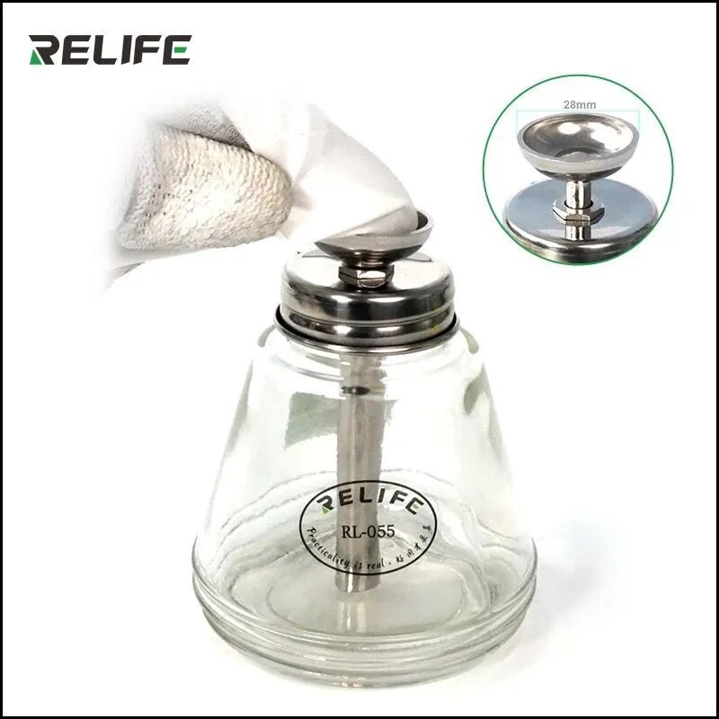 RELIFE RL-055 Бутылка-дозатор для жидкостей, 250 мл, стеклянная, для очистки электроники, прозрачная
