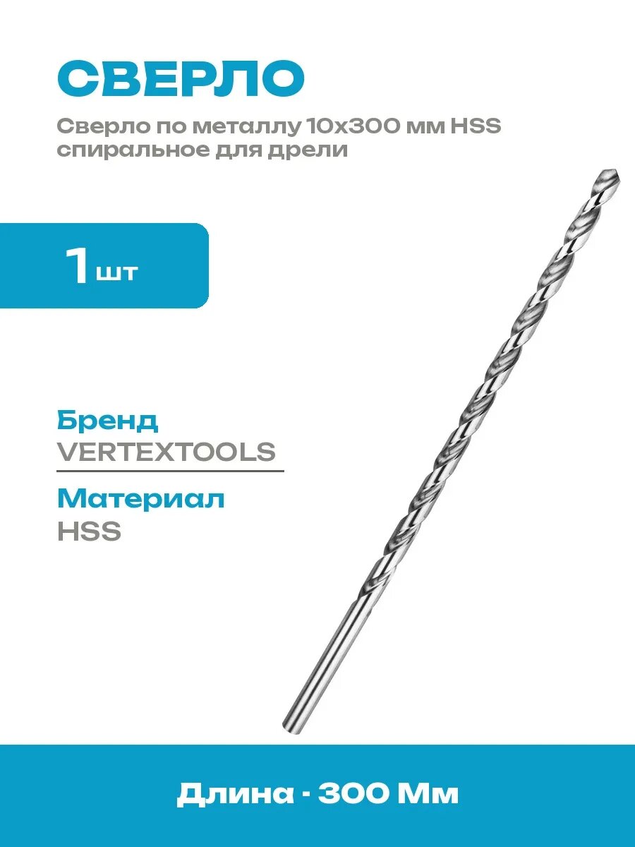 Сверло для металла 10x300 мм HSS цилиндрический хвостовик