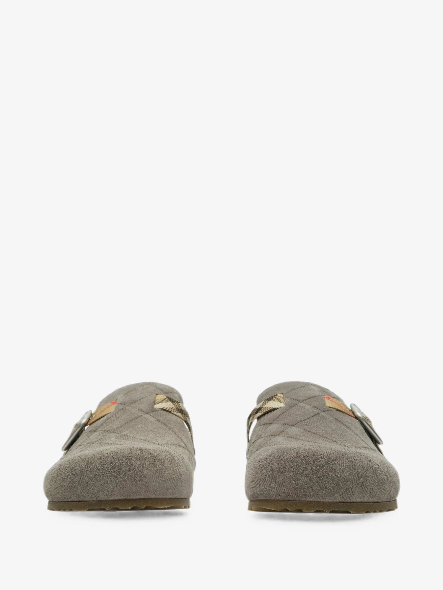 Мюли BURBERRY Check suede Urchin clogs, размер 44, серый — фото 1