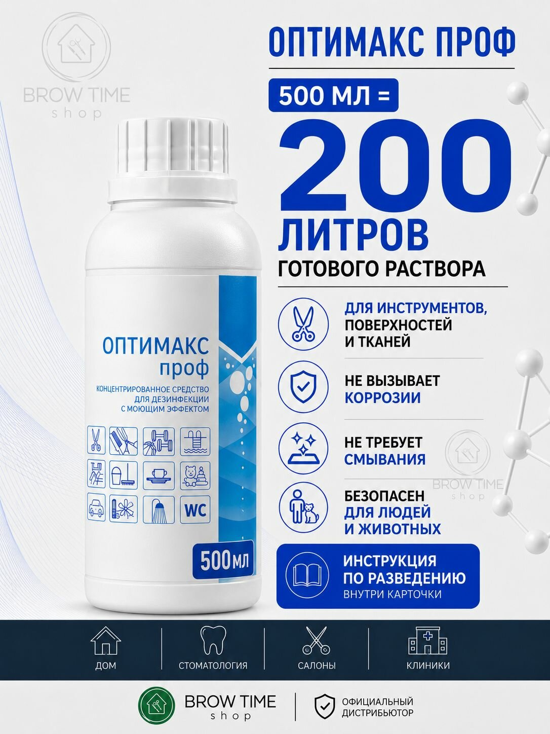 Оптимакс Проф дезинфицирующее средство, 500мл для дезинфекции