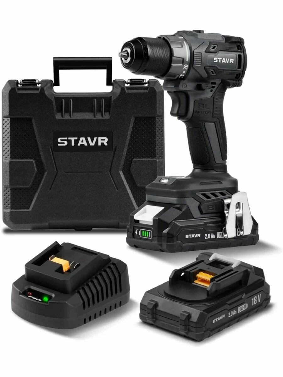 Аккумуляторный шуруповерт STAVR 18V UNI-M SDD 18BL-2K (2 x 2 Ач, ЗУ) в кейсе