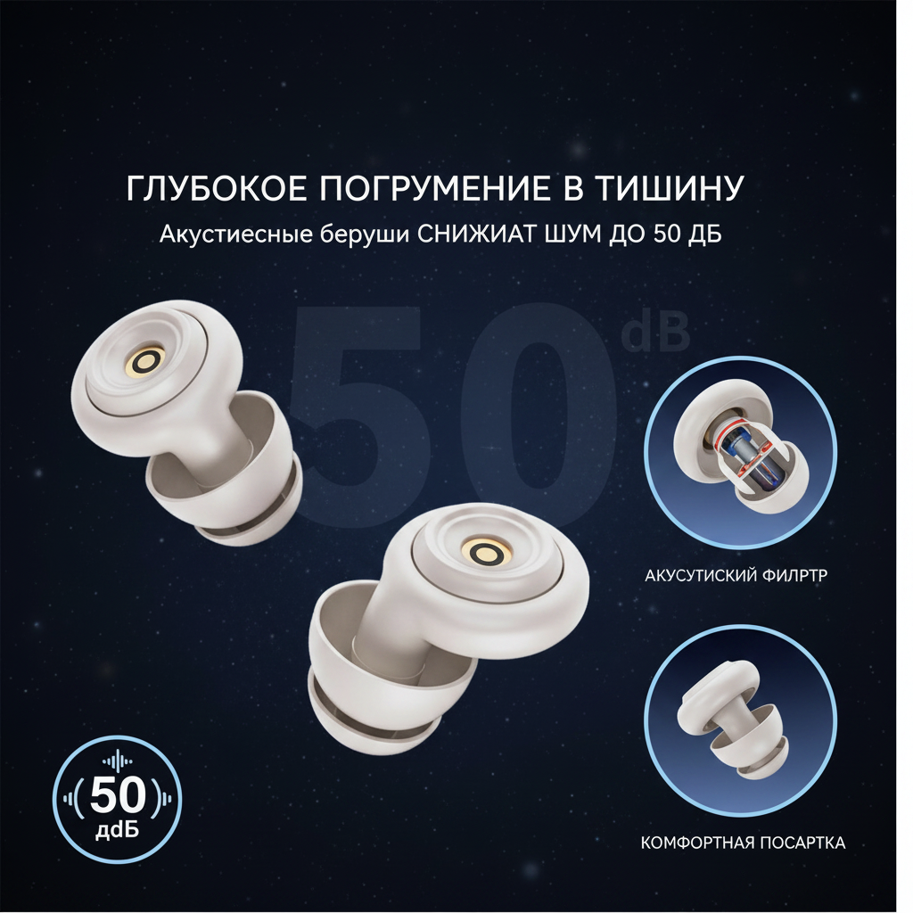 Зонтиковидные беруши из силикона многоразовые для шумоподавления во время сна и работы