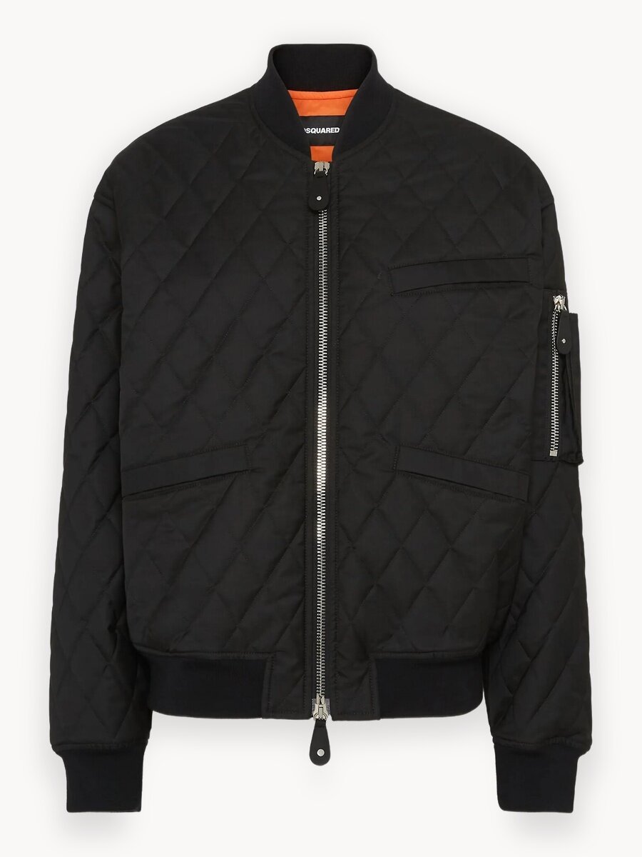 Бомбер DSQUARED2 Quilted bomber jacket, размер 36, черный