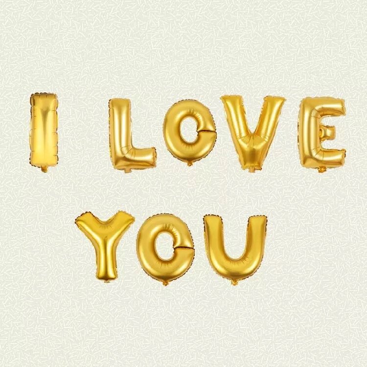 Золотой алюминиевый воздушный шар с надписью I LOVE YOU, 1 шт. для свадьбы