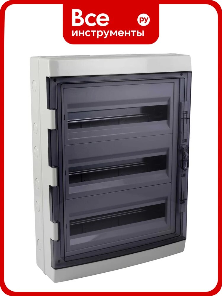 Щит распределительный бокс модульный навесной Jazzway PDB/W 4054 серый с прозрачной крышкой 54 модуля (ЩРН-ПГ-54) IP65, 5076594