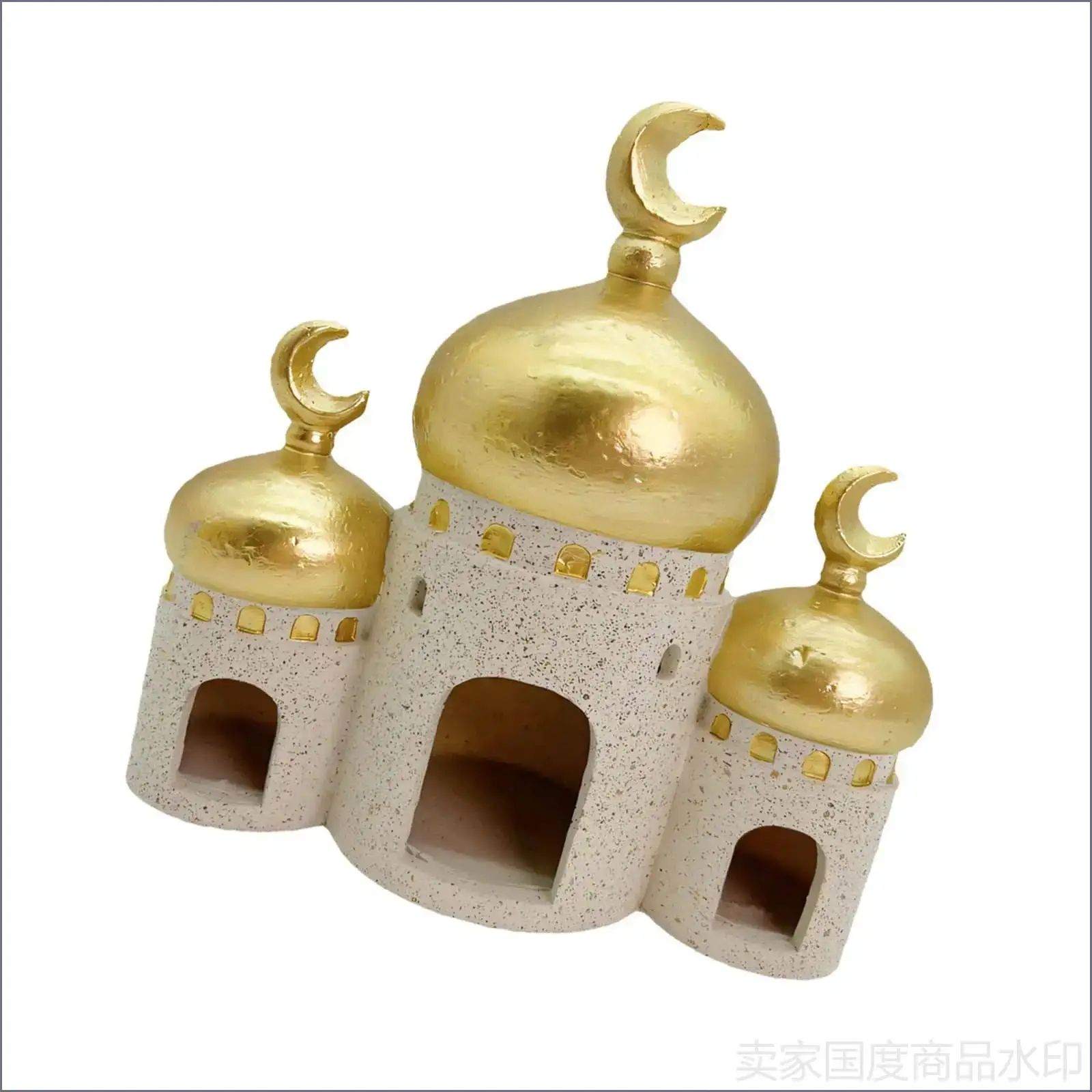 Коллекция исламского декора - золотая и белая модель башни мечети