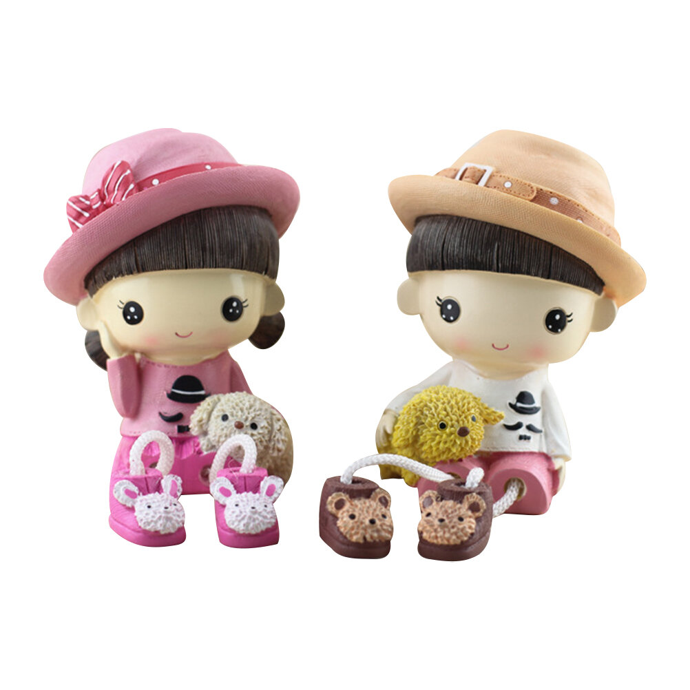 2PCS Резиновые Статуэтки Влюбленных 9X8Cm Для Украшения Дома И Витрины Безопасные И Прочные Творческие Игрушки