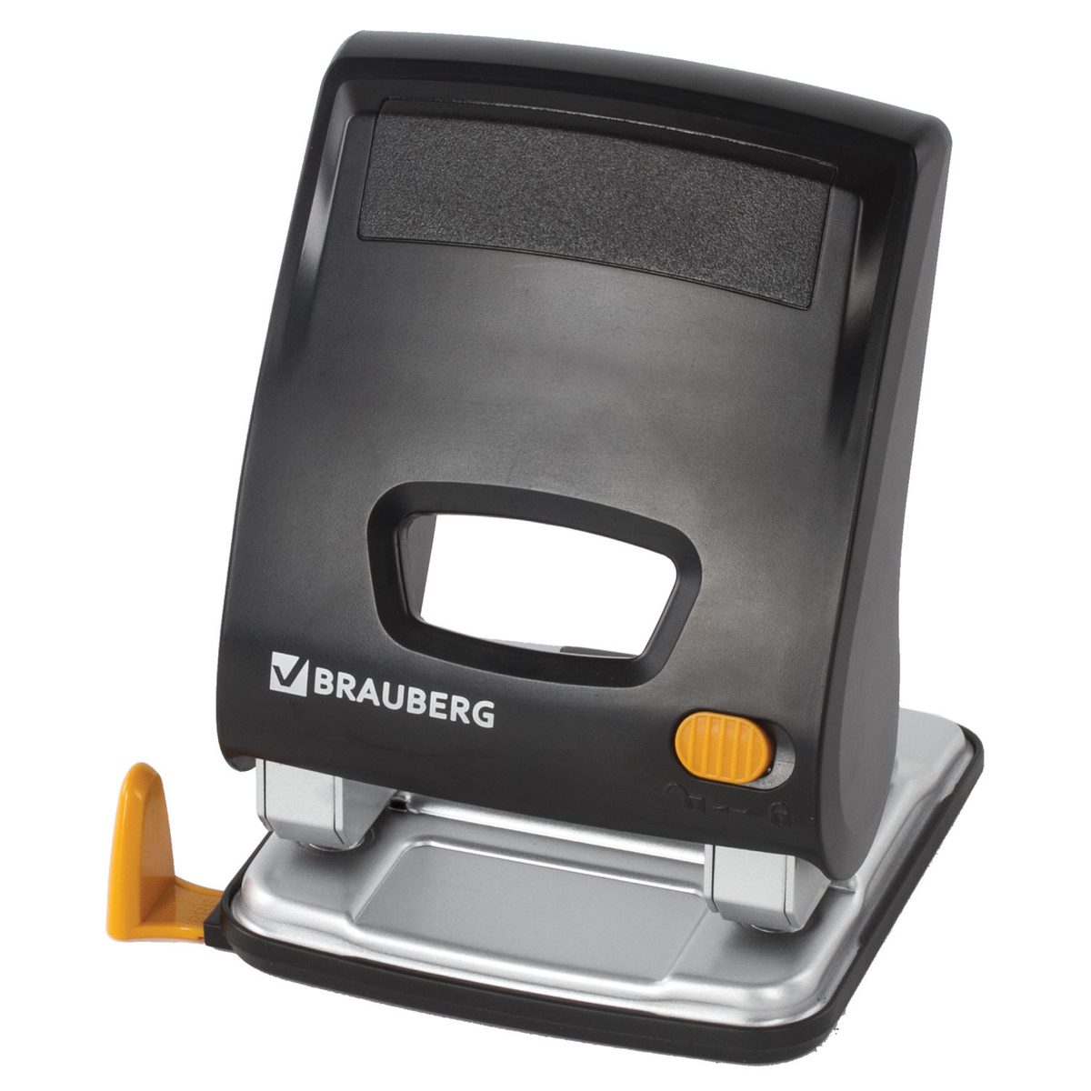 Дырокол Brauberg Easy Press, до 30 листов, черный (экономия усилий) (224343)