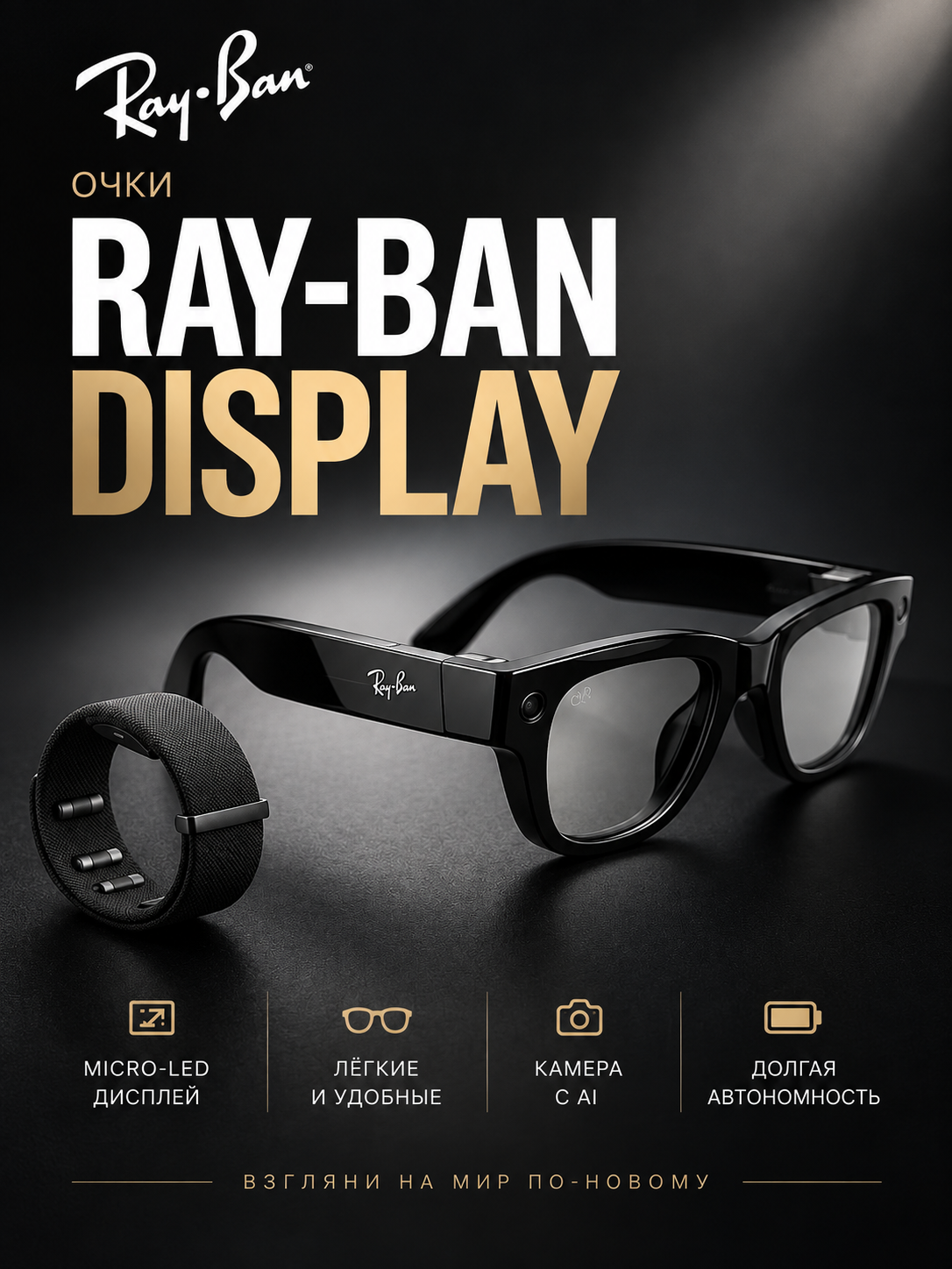 Очки RayBan Display с экраном и нейро-браслетом Neural Band. Умные очки