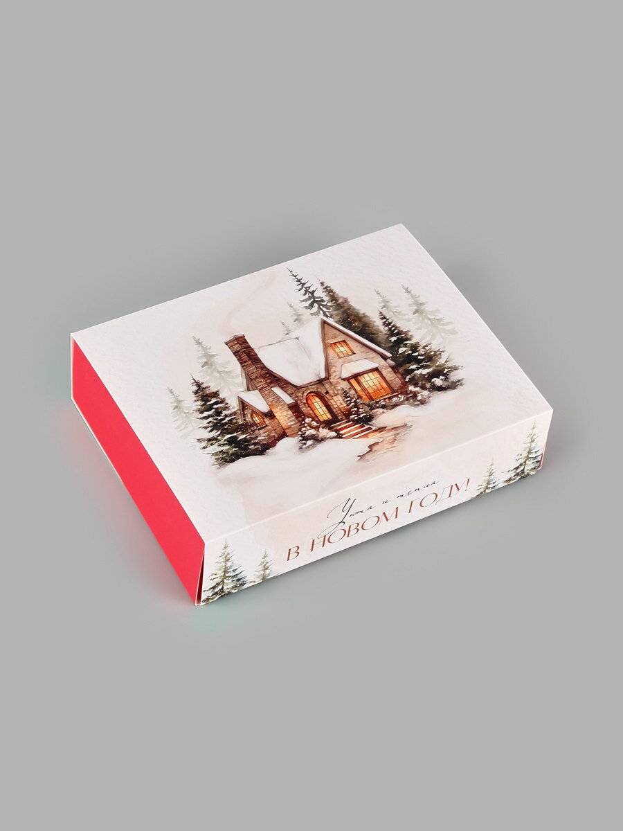 Коробка для сладостей "Новогодний венок", 20 x 15 x 5 см, размер упаковки: 40 x 0.8 x 45 см, 5 шт.