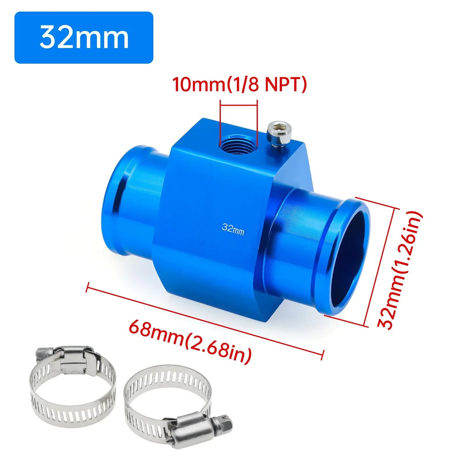 Синий-черный Адаптер Датчика Температуры Воды Для Шланга Радиатора 32MM Adapter Blue