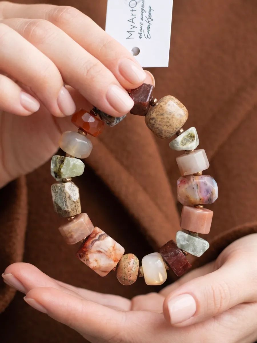 Браслет myartofstones, агат, яшма