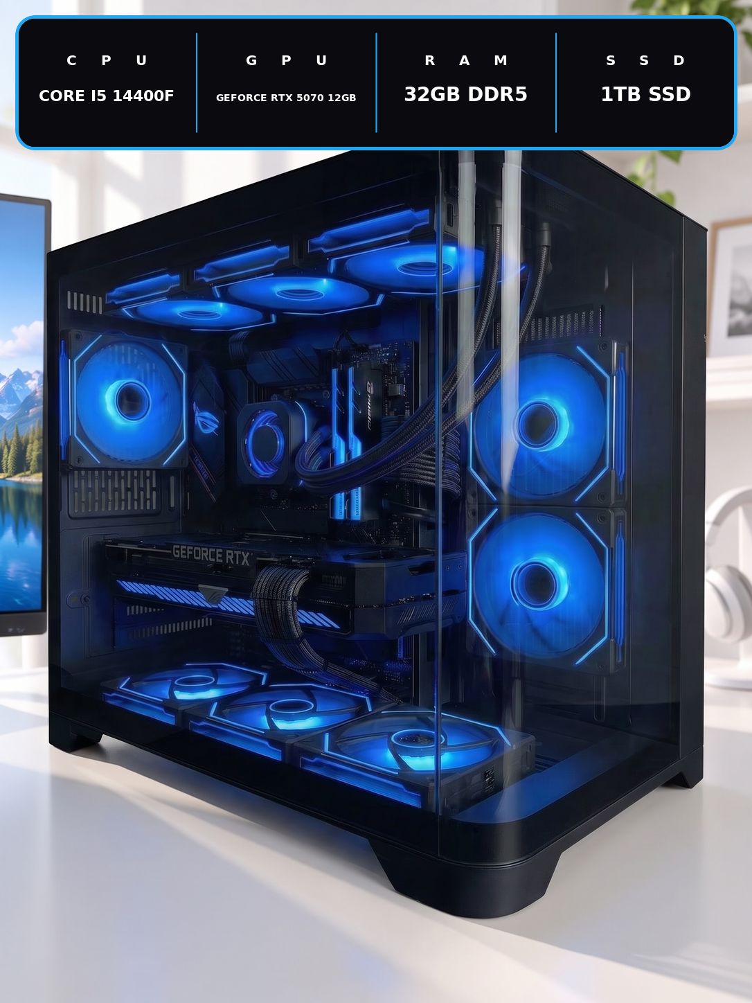 Игровой компьютер FIRESTRIKE PRO Core i5-14400F / RTX5070 12Gb / 32Gb DDR5 / SSD 1Tb / 800W / Win 11 Pro