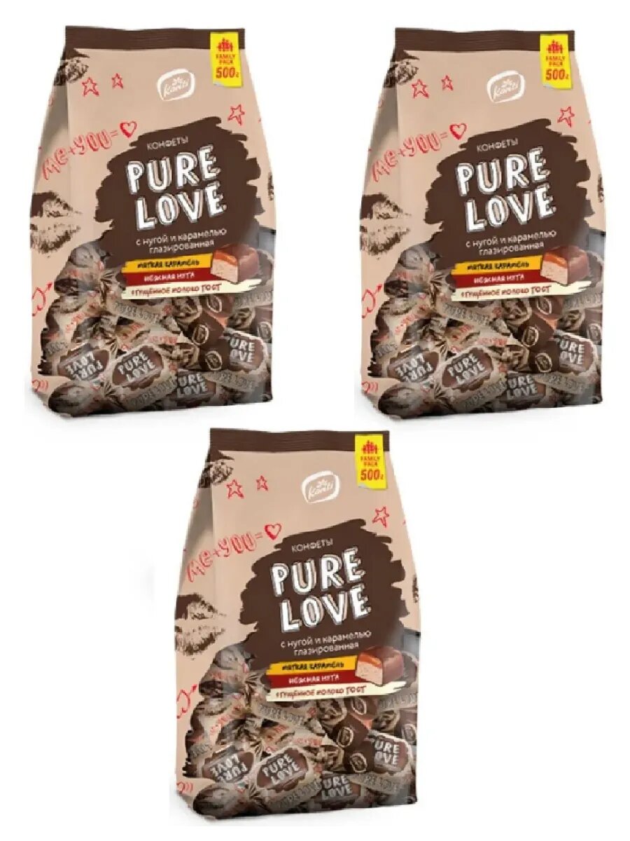Konti Конфеты Pure Love с нугой, 500г, 3 уп