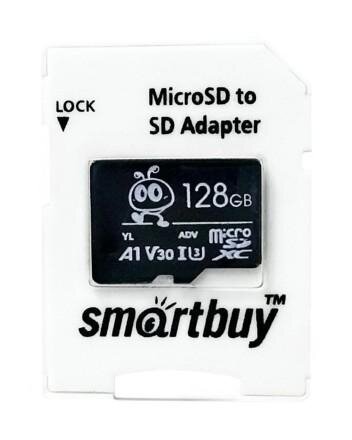 Карта памяти microSDXC Smartbuy Advanced 128GB U3 V30 A1, R/W up to 90/55, с адаптером