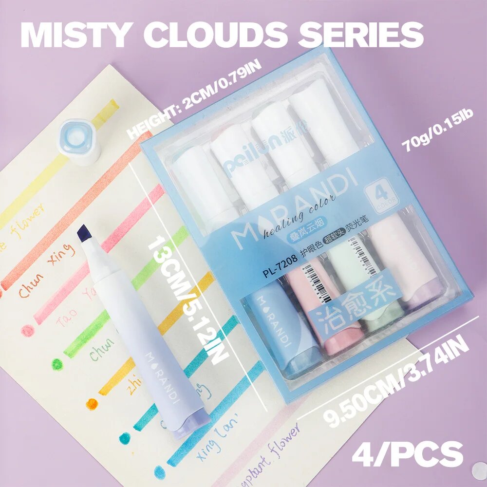 Набор маркеров-выделителей Marandi Misty Clouds, 4 шт