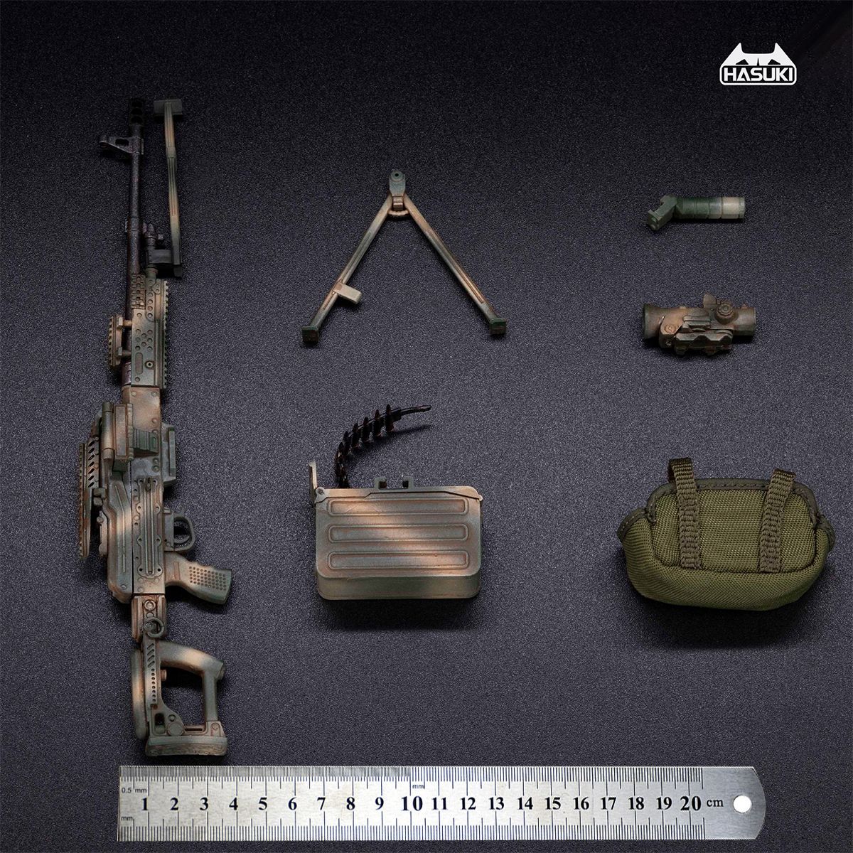 HIPLAY HASUKI WM-05C Набор аксессуаров: ручной пулемет ПКМ (лесной камуфляж), масштаб 1/12 для 6-дюймовых экшен-фигурок