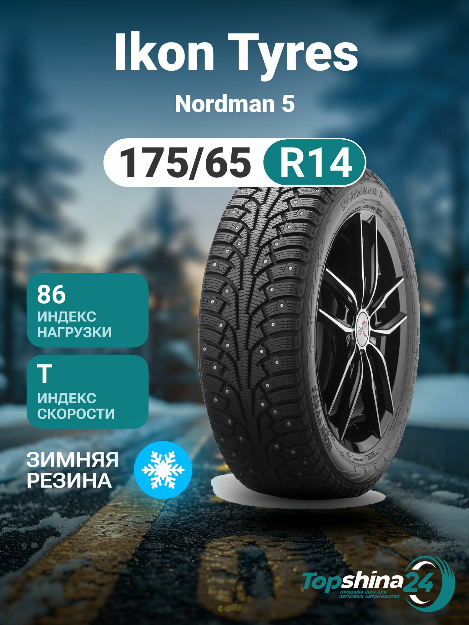 Шины зимние Ikon Tyres Nordman 5 175/65 R14 T86 шип