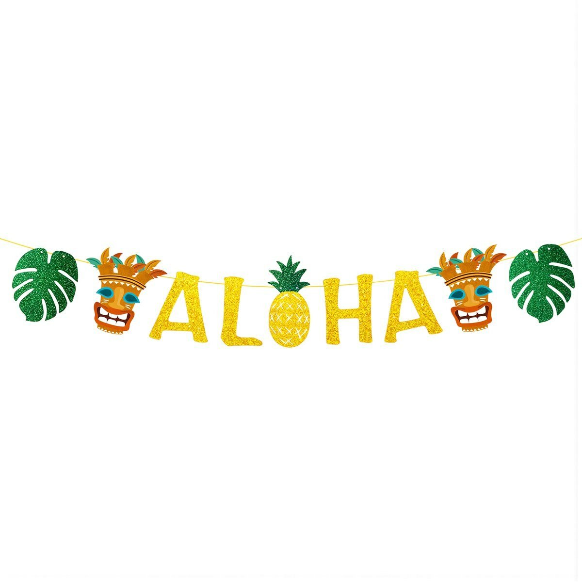 Гирлянда для гавайской вечеринки Aloha три отдельные элемента разная длина украшение на пляжное мероприятие день рождения лето дома и на улице, Гирлянда ALOHA