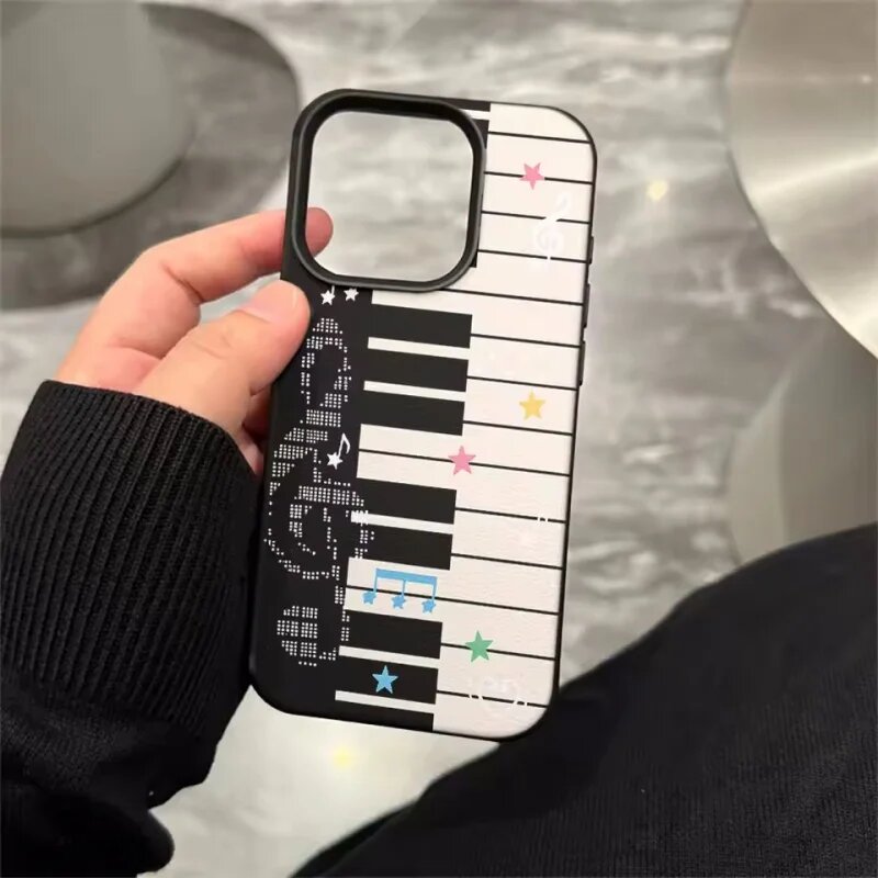 Креативный чехол для телефона INS Art с нотами на клавишах пианино для Черный, Black, Samsung A15