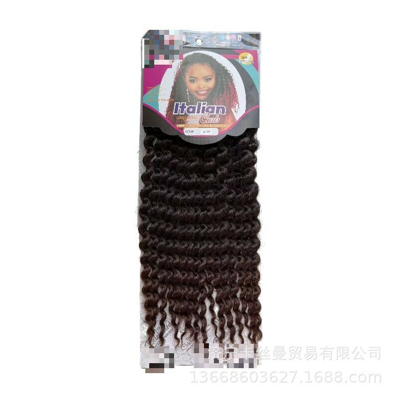 Синтетический парик для плетения 8X Italian Curls, длинные кудри, цвет 1/33 Черный с песочным блондом