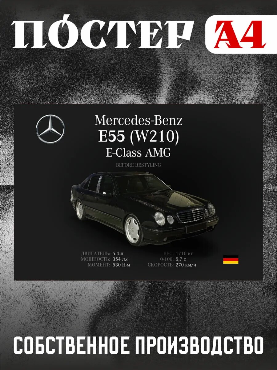 Постер на стену интерьерный А4 Mercedes-Benz E-Class АМГ