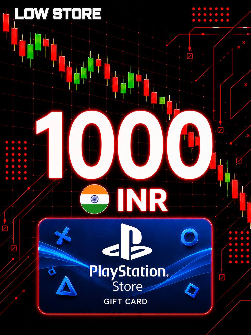 PlayStation Gift Card 1000 INR — Индия, цифровой код пополнения PlayStation Store