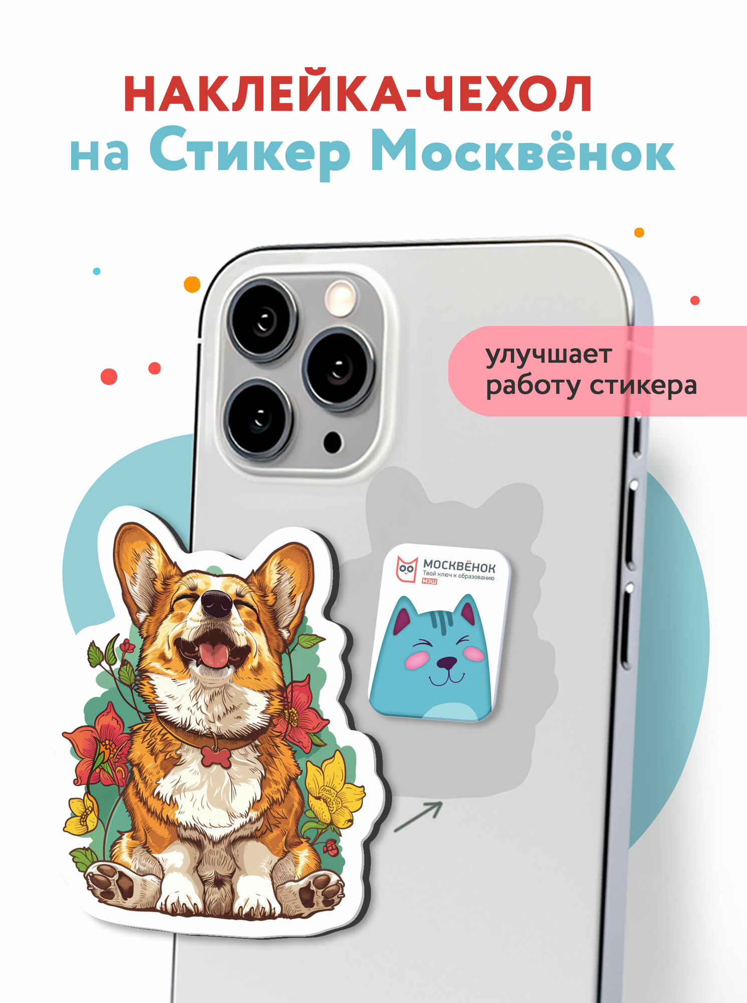Чехол на стикер Москвенок - пропуск карту в школу, KeyBox, Корги.