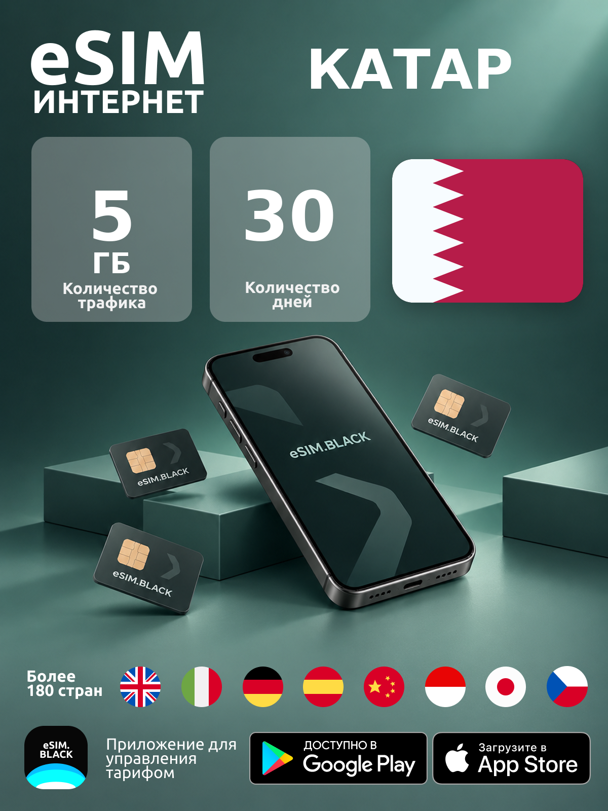 Катар/30 дней/5 ГБ - eSIM для мобильного интернета ( iPhone | Android ).