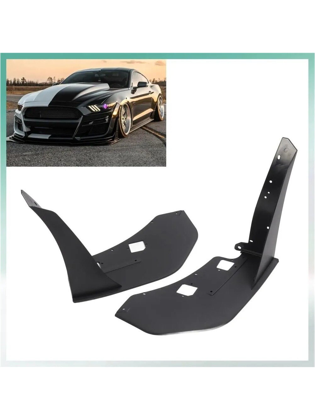 Угловой сплиттер переднего бампера для Ford Mustang GT500 2014-2021, ABS, черный, 2 шт