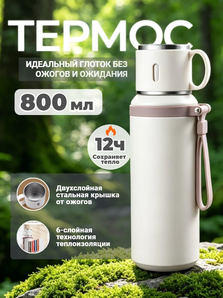 Термос из нержавеющей стали 316 с фильтром, кнопочным открытием и крышкой-чашкой