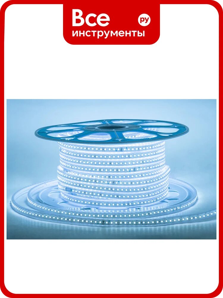 Светодиодная лента Apeyron 220В, 8Вт/м, smd2835, 120д/м, IP65 ПВХ, 600Лм/м, размер 13,5х7мм, 50м, 6500К / 17-39