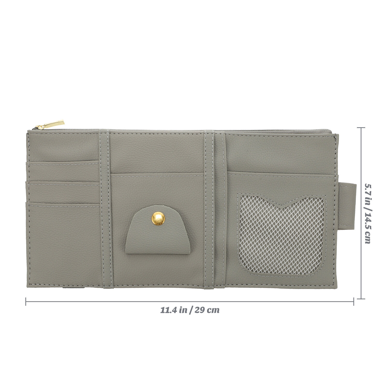 Чехол Для Документов На Зеркало Авто Из Материала PU 1 Шт 29X14.5 См Серый Цвет