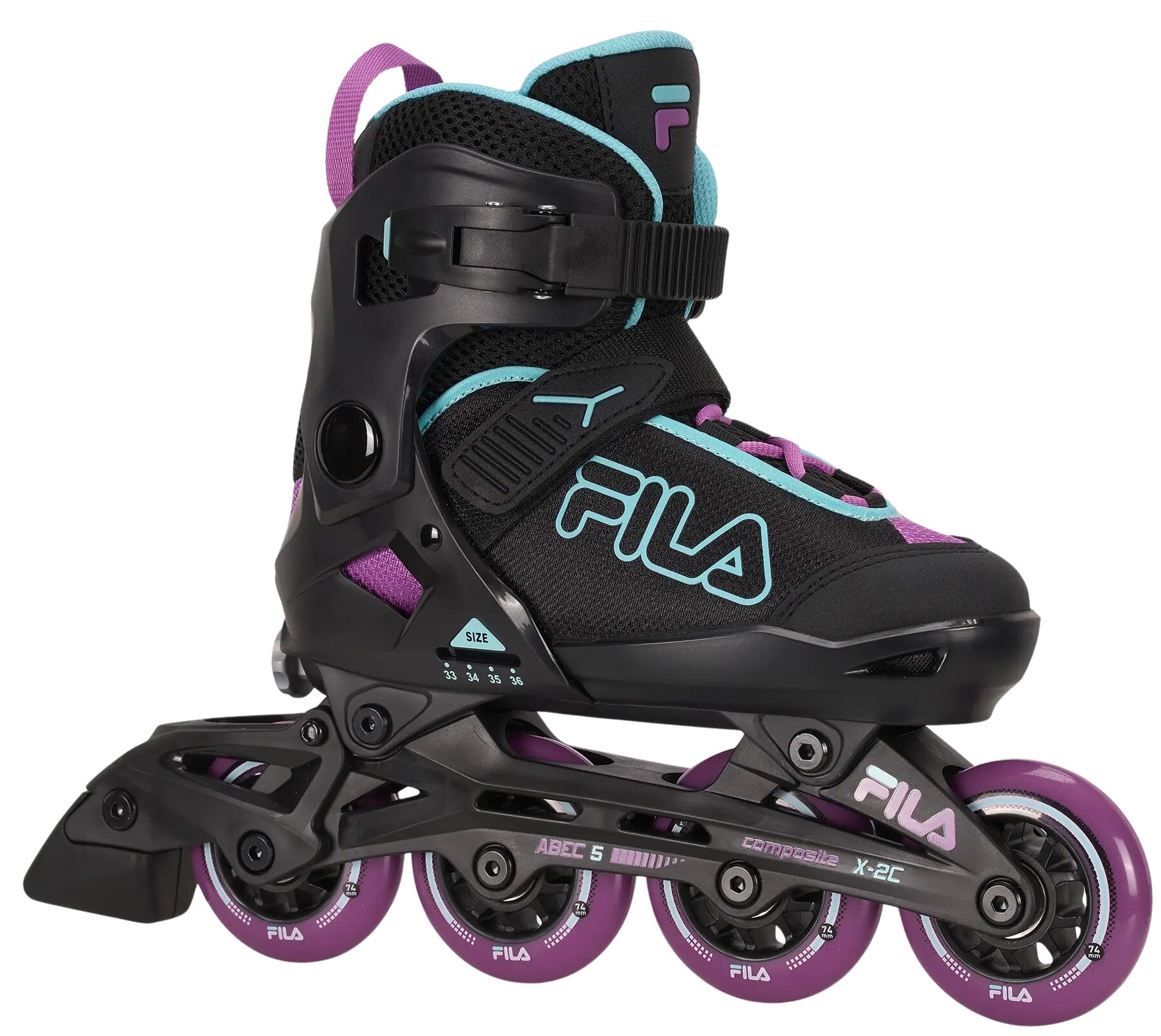 Раздвижные ролики Fila X 2C G - 2026 Black/Violet/Seawater р. 33-36