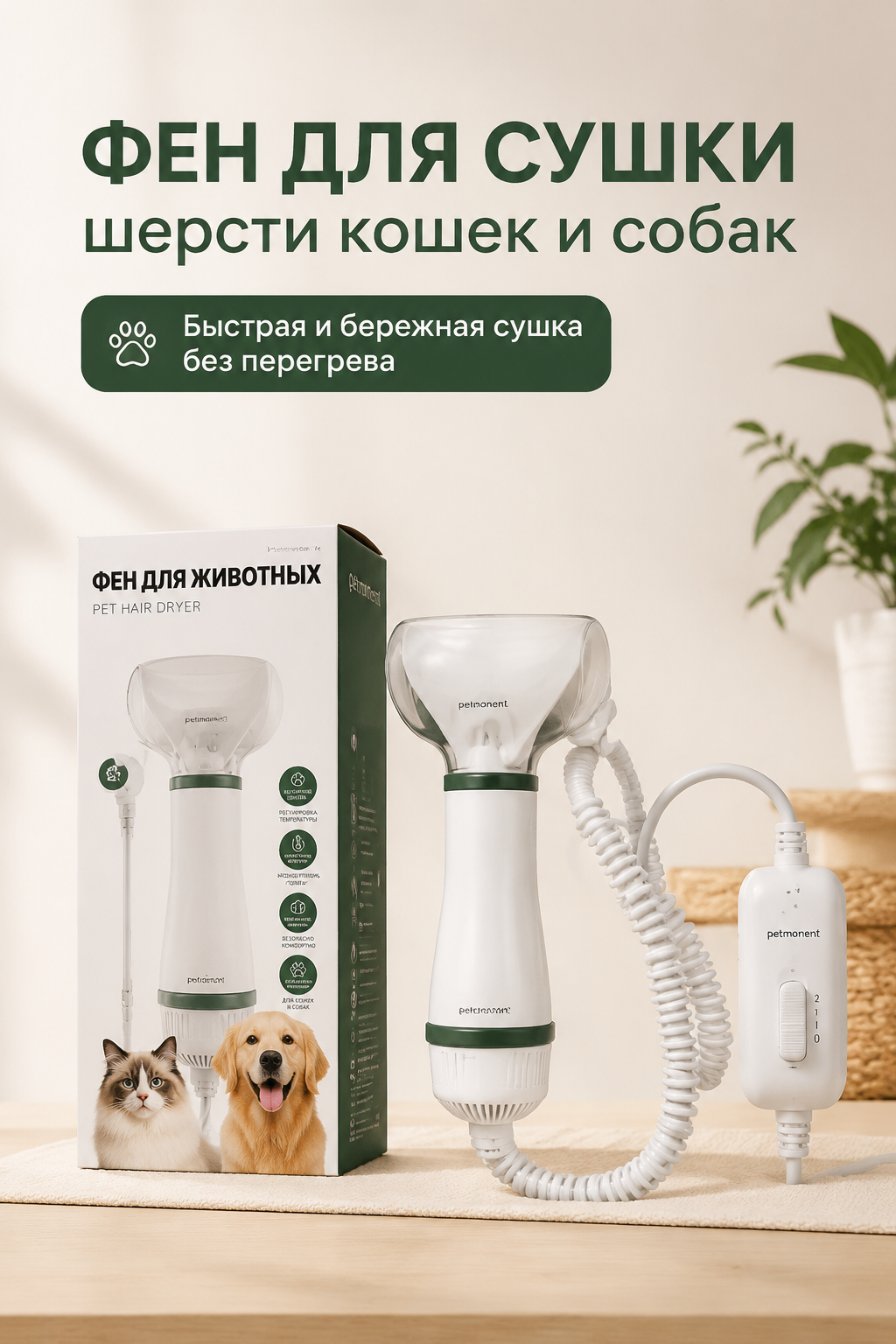 Фен для сушки шерсти кошек и собак