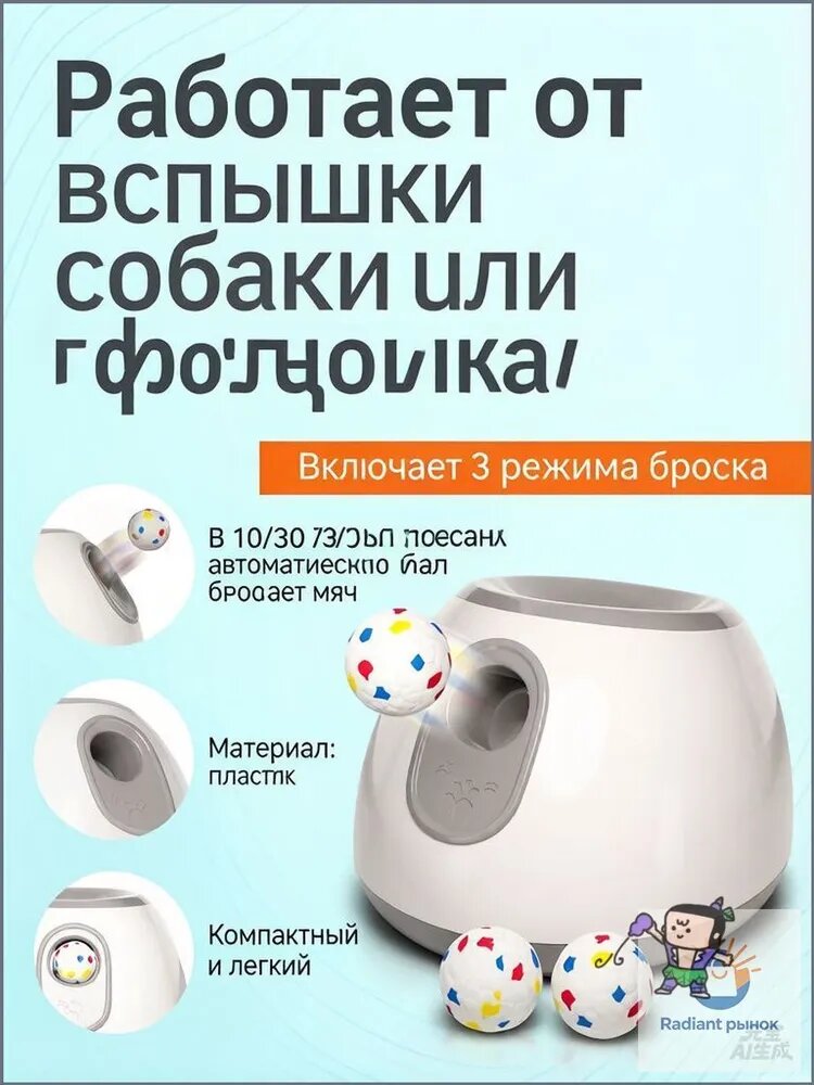 Автоматический метатель мячей для интерактивных игр с собакой, электронный, беспроводной, на 3 дистанции