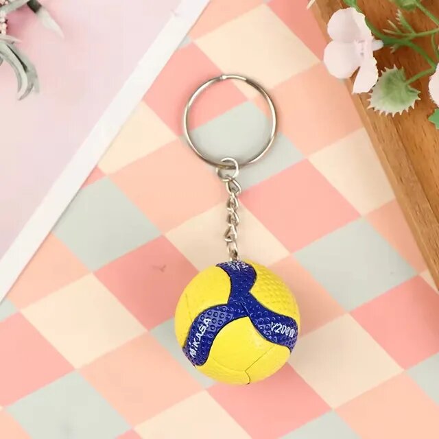 Брелок для ключей волейбольный из ПВХ мини мяч с металлической цепочкой, 4 шт.