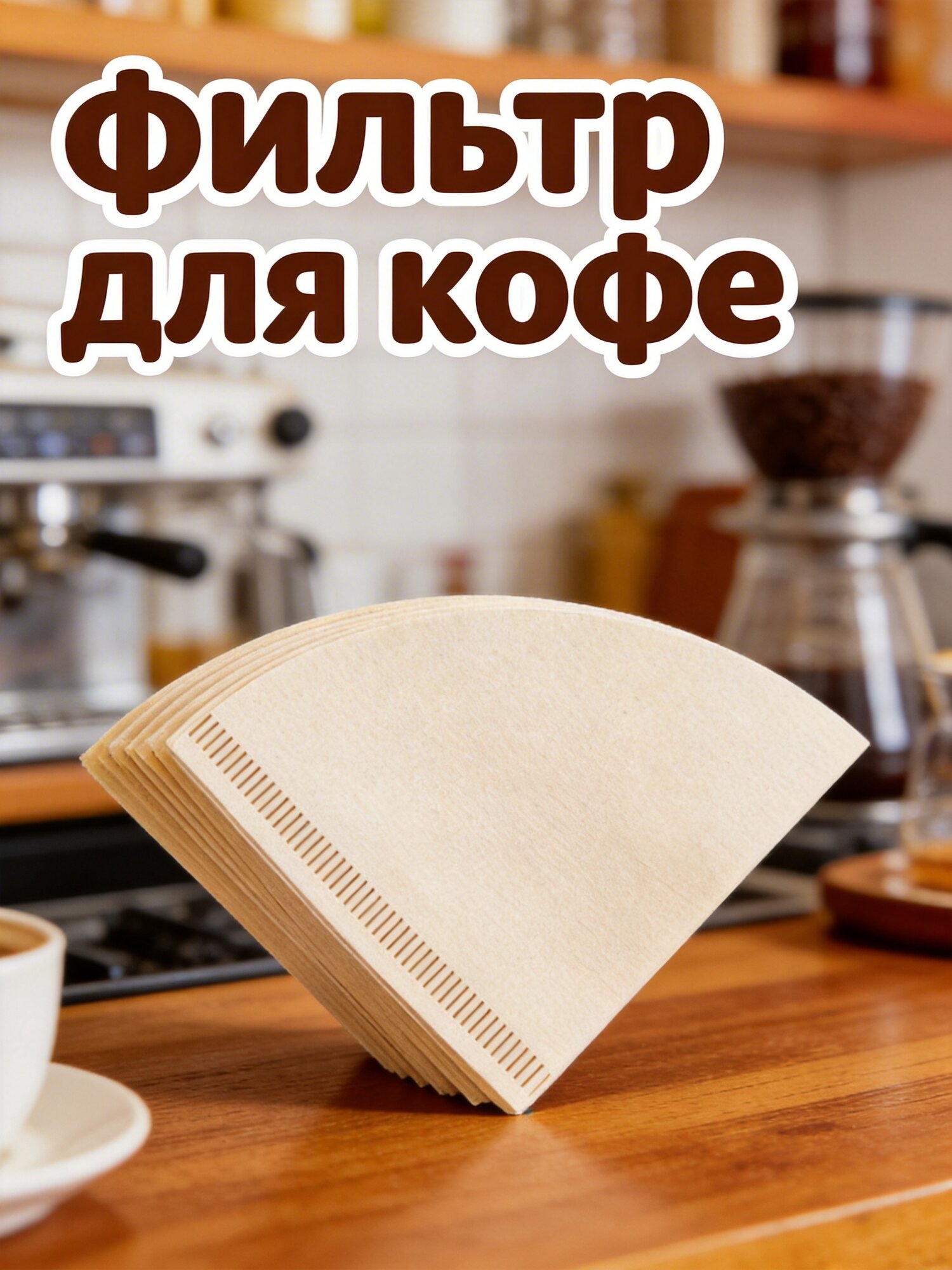 Конусные бумажные фильтры для кофе бежевые, 40 штук, для домашнего использования